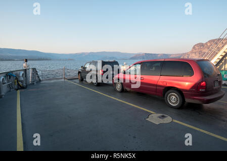 Cars on the Keller Ferry, Franklin Roosevelt Lake, Washington Stock ...