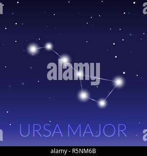 Ursa major the great bear constellation on a starry space background ...