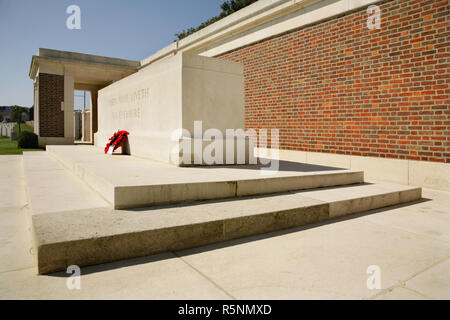 Memorial stone at the allied St Sever Cemetery Extension, Rouen, France ...