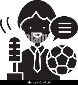 Sports commentator line icon concept. Sports commentator flat vector ...
