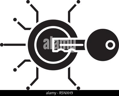 encryption, cryptography key concept vector thin line icon, symbol ...