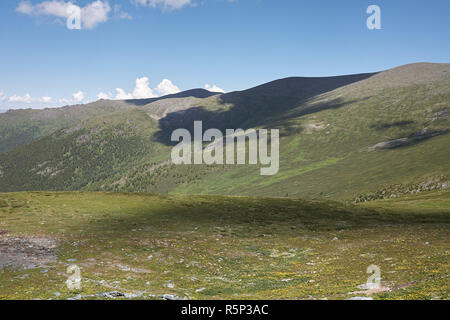 Altai Mountains, Russian Altay.The jagged mountain ridges derive their ...