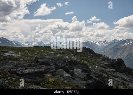 Altai Mountains, Russian Altay.The jagged mountain ridges derive their ...