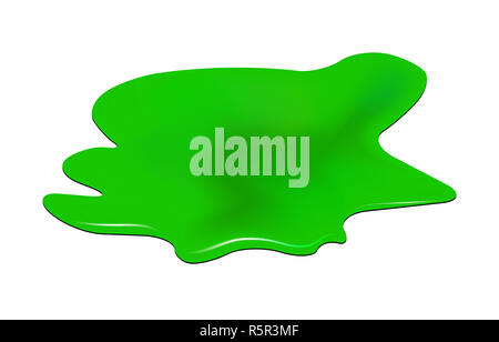 Puddle of toxic substance spill. Green chemical stain, plash, drop ...