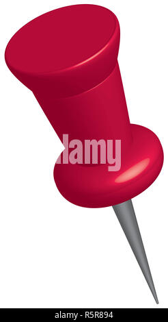 Pink push pin, Thumbtacks. Illustration isolated on white background ...