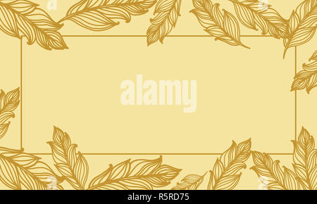Cute background with feathers. Vector card design with border in ...