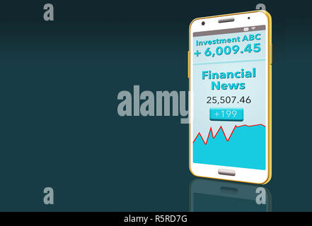 Financial news with stock market report is seen on two cell phones in ...