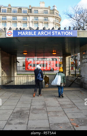 Marble Arch underground station entrance, Marble Arch, London, UK Stock ...