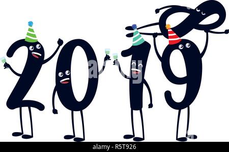 cartoon 2019 numbers over white background, vector illustration Stock ...