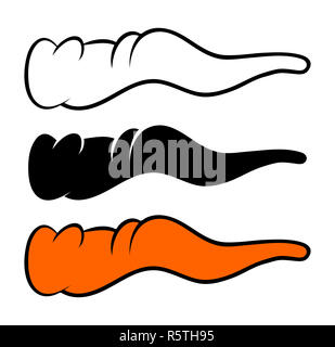 Crooked cartoon nose, carrot nose for witch or snowman icon, symbol ...