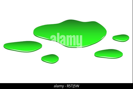 Puddle of toxic substance spill. Green chemical stain, plash, drop ...
