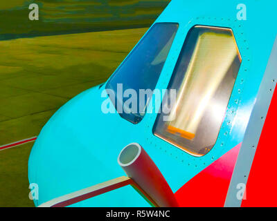 Commercial airplane cockpit windows. Civil aviation and air travel ...