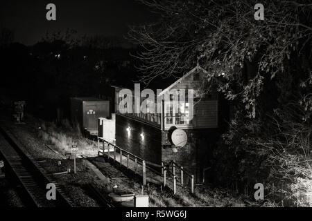 Gilberdyke Signal Box east Yorkshire at night, it closed 6 days later ...
