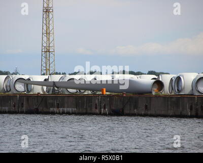 Large Windmill Wings at Harbor Pier Ready for Shipment Stock Photo - Alamy