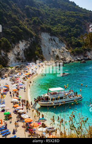 Lefkada island, Agiofilli beach, Greece - August 29 2016: Summer ...