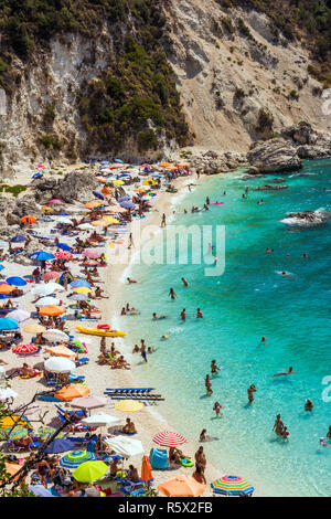 Lefkada island, Agiofilli beach, Greece - August 29 2016: Summer ...