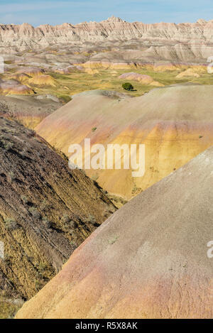 Scenic dry sandstone buttes and mounds in the badlands of South Dakota ...