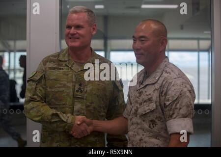 Australian Army officer Brigadier Ben James, left), AM, DSM, Commander ...
