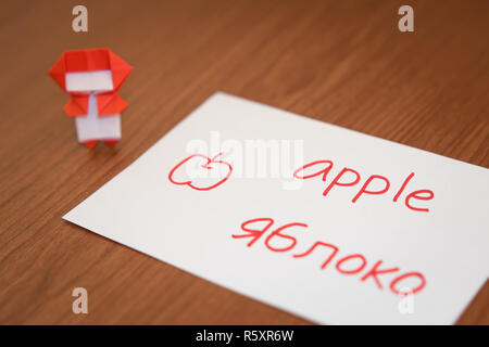 Russian; Learning New Language with Fruits Name Flash Cards Stock Photo ...