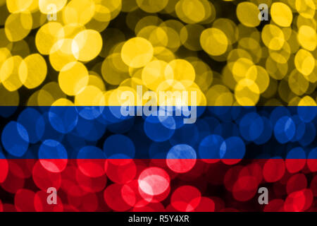 Colombia abstract blurry bokeh flag. Christmas, New Year and National ...