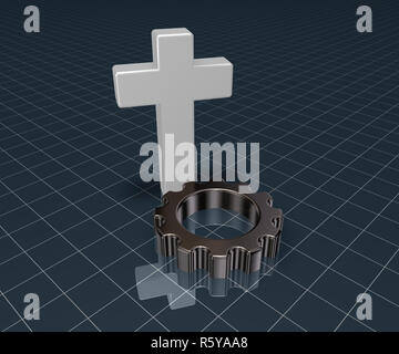 christian cross and gear wheel Stock Photo - Alamy