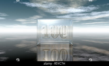 the number one hundred in glass cubes under cloudy sky Stock Photo - Alamy