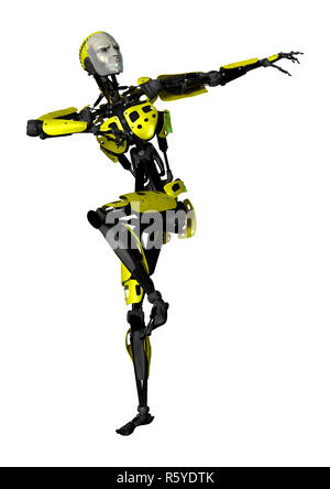 3D Rendering Dancing Robot on White Stock Photo - Alamy