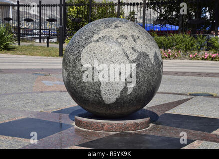 Granite bowl engraved maps of the world. The symbol of peace and unity ...
