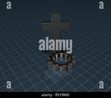 christian cross and gear wheel Stock Photo - Alamy
