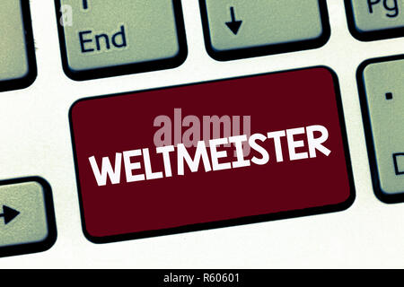 Handwriting text Weltmeister. Concept meaning Geranalysis term for ...
