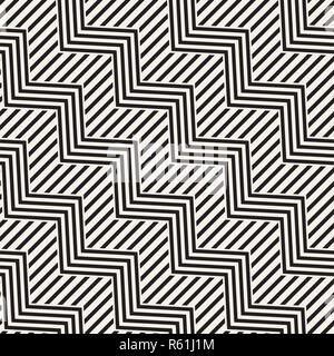 Vector seamless zigzag line pattern. Abstract stylish geometric background. Repeating lattice ...