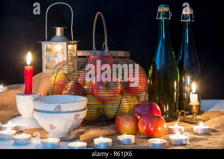 bottles of cider and apples of Normandy for Christmas Stock Photo - Alamy