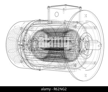 Electric motor sketch. 3d illustration Stock Photo - Alamy