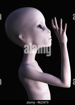 Alien creature holding its hand up like it's stopping you or greeting ...