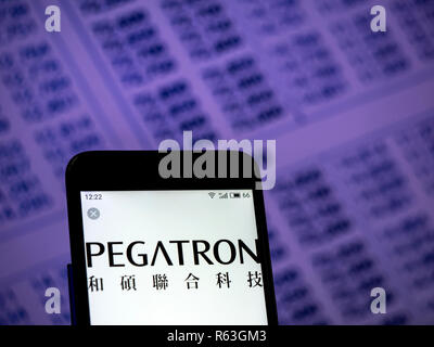 Pegatron Electronics company logo seen displayed on smart phone Stock ...