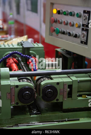 Hydraulic thread rolling machine for industrial metalwork Stock Photo ...