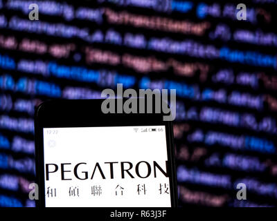 Pegatron Electronics company logo seen displayed on smart phone Stock ...