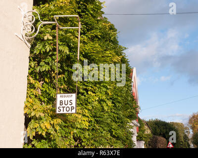old fashioned retro request a bus stop sign Stock Photo - Alamy