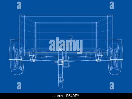 Open trailer sketch. 3d illustration Stock Photo - Alamy