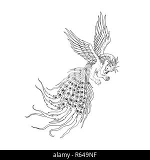 Simorgh or Simurgh Flying Drawing Stock Photo - Alamy