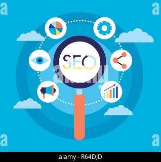 magnifying glass marketing share chart search engine optimization ...