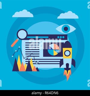 website report rocket chart search engine optimization vector illustration Stock Vector Image ...