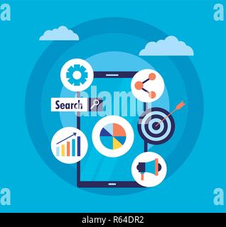 mobile target marketing share chart search engine optimization vector ...