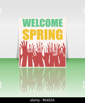 Welcome spring words on holiday card Stock Photo - Alamy