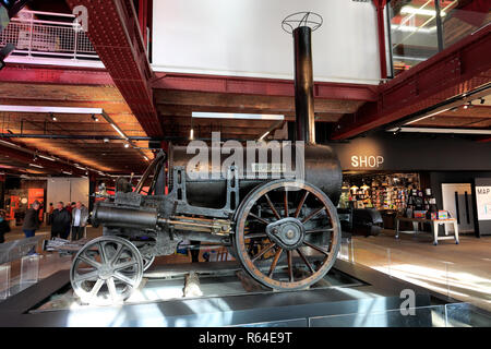 Stephenson's Rocket steam engine at the Manchester Museum of Science ...