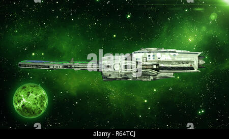 Side view of alien deep space galaxy. 3d illustration Stock Photo - Alamy