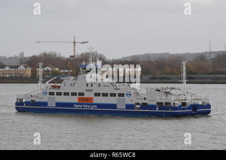 One of the new Woolwich Ferry vessels out on the River Thames during ...