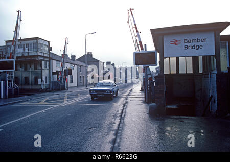 Bamber Bridge signal box and level crossing on British Rail Preston to ...