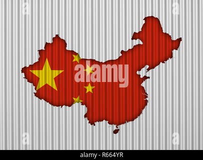 Map of China on corrugated iron Stock Photo - Alamy