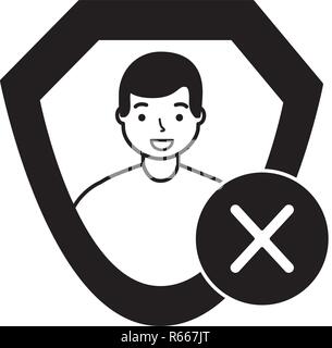 man shield protection error sign vector illustration Stock Vector Image ...